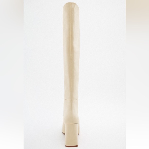 Zara | Shoes | Zara Square Toe High Heeled Genuine Leather Boots | Poshmark